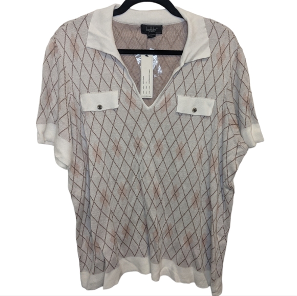 Belldini | Tops | Nwt Belldini Argyle Knit Vneck Top Winter White Size ...